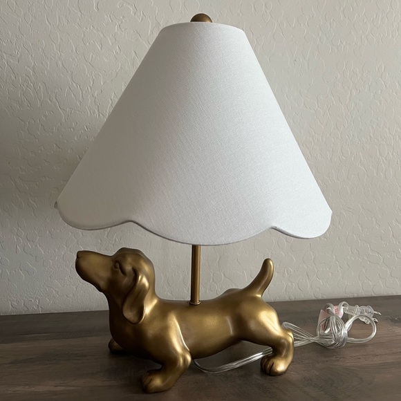 Accents | New Gold Dachshund Table Lamp With White Scalloped Shade ...